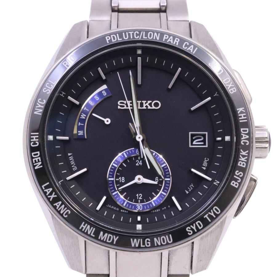 Seiko Watch Brights World Time Solar Radio Men's Titanium Black SAGA17 ...